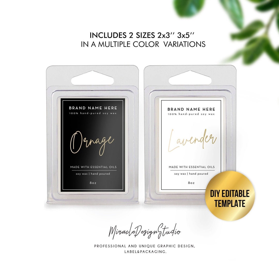 Wax Melts Label 2x3'' - DIY Wax Melt Label Template - Editable Product ...