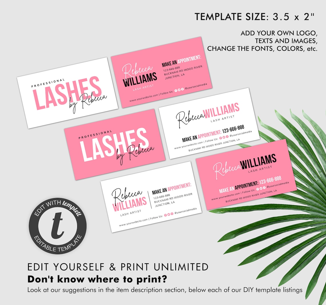 DIY Lash Business Card Template Editable Lashes Beauty Card - Etsy