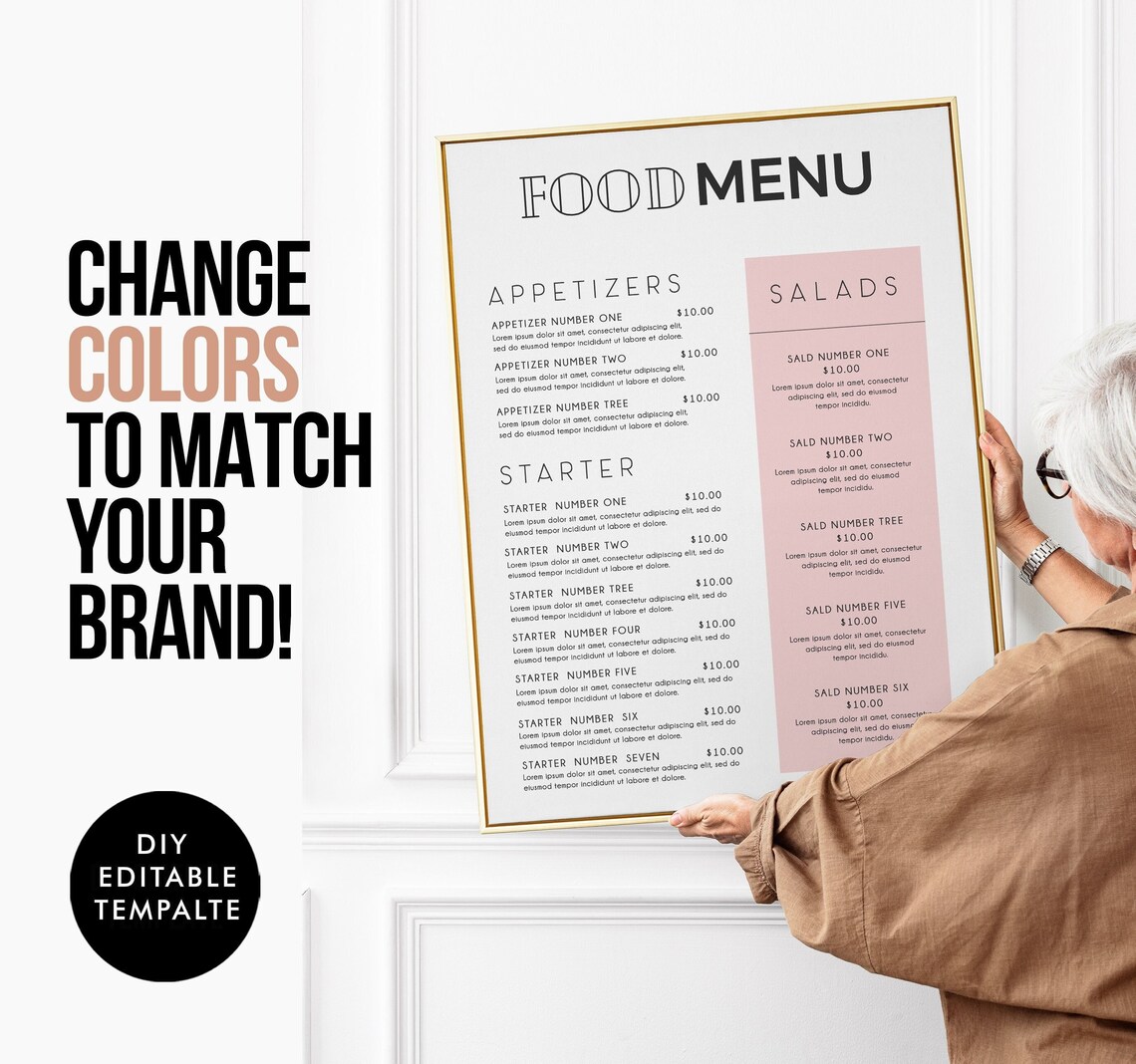 Restaurant Food Menu DIY Customizable Price List Business - Etsy