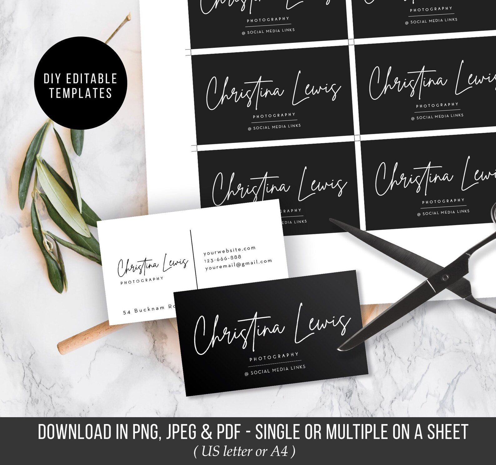 Printable Business Card Template - DIY Business Card - Stylish Beauty ...