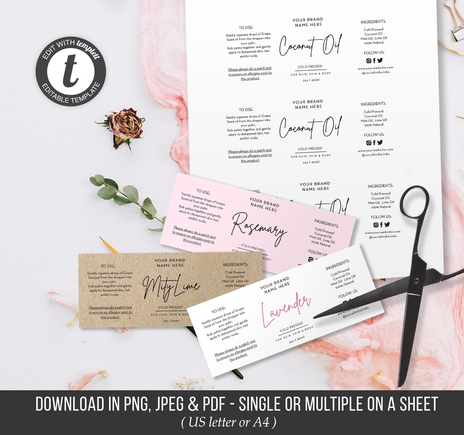 Custom Product Label Editable Label Template Stylish - Etsy