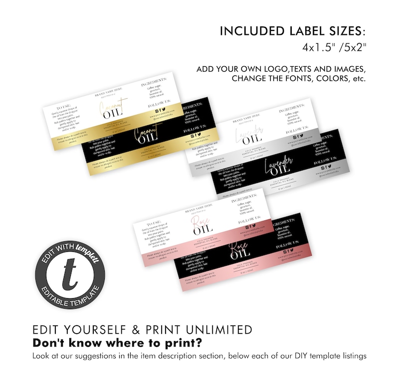 Custom Product Label DIY Editable Label Template Stylish - Etsy
