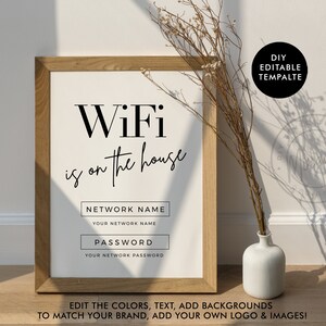 Wifi Password Sign Template, DIY Small Business Sign Editable Design ...