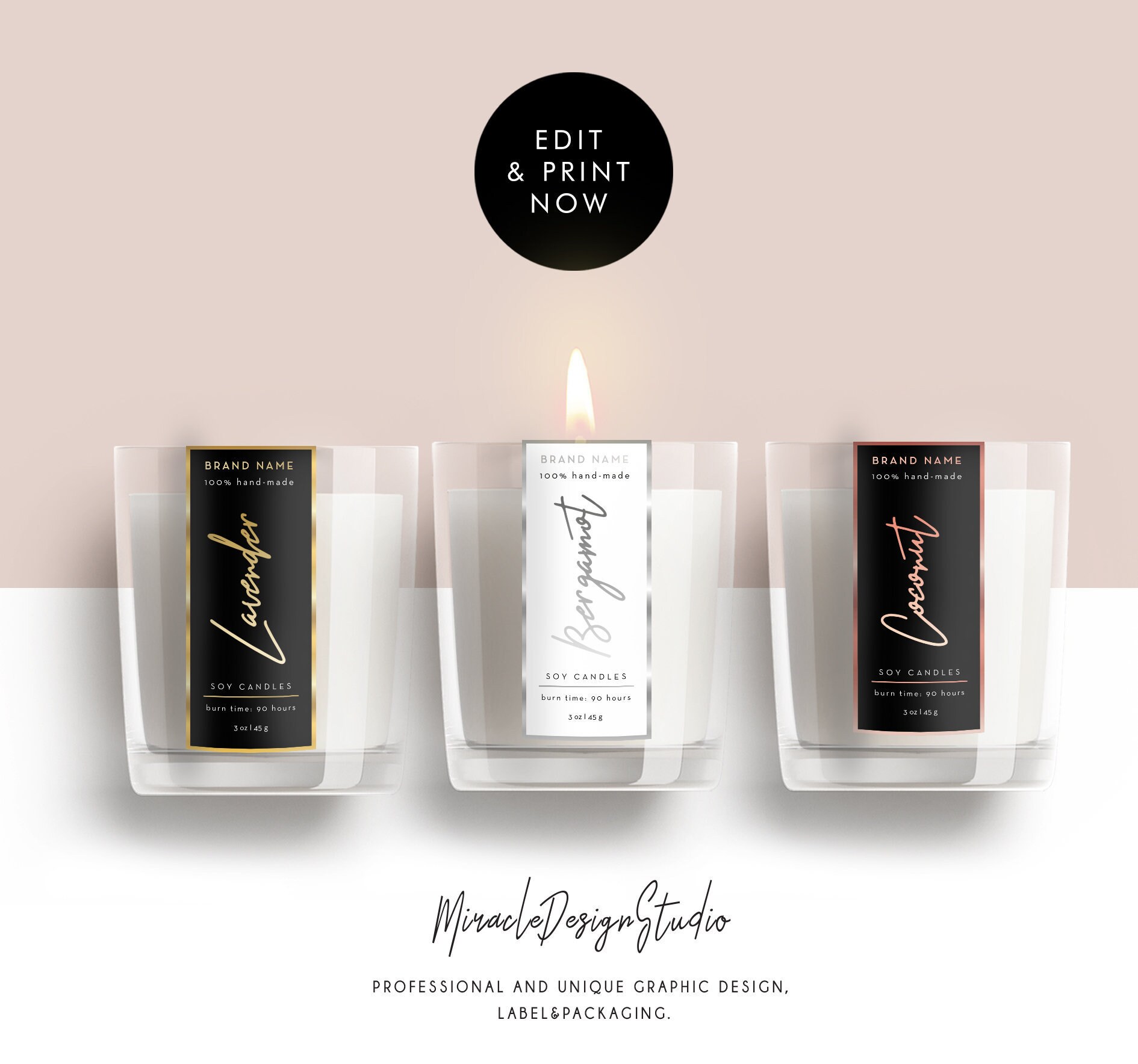 DIY Candle Labels 1.5 X 3'' Editable Vertical Label - Etsy