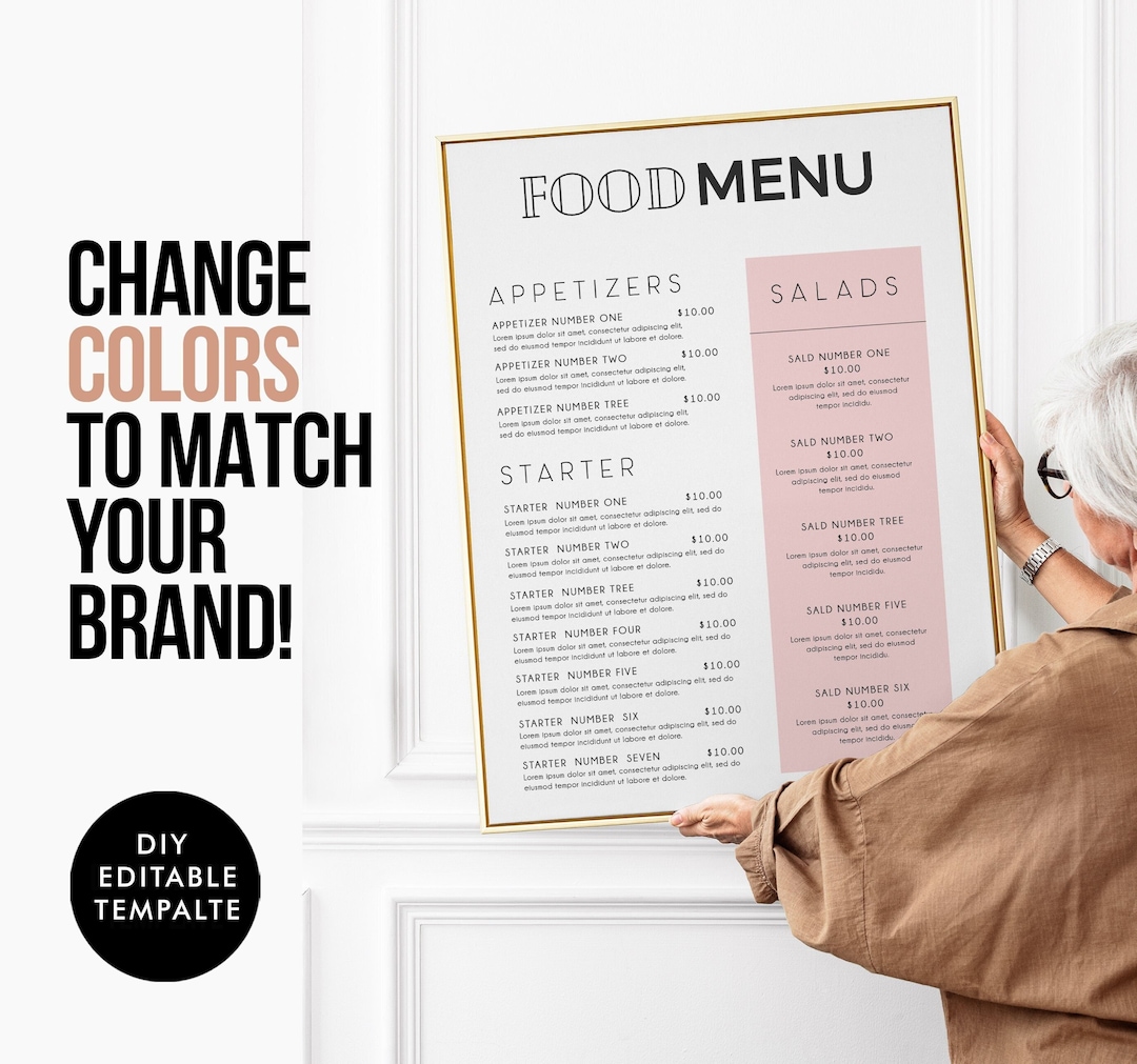 Restaurant Food Menu, DIY Customizable Price List, Business Menu ...