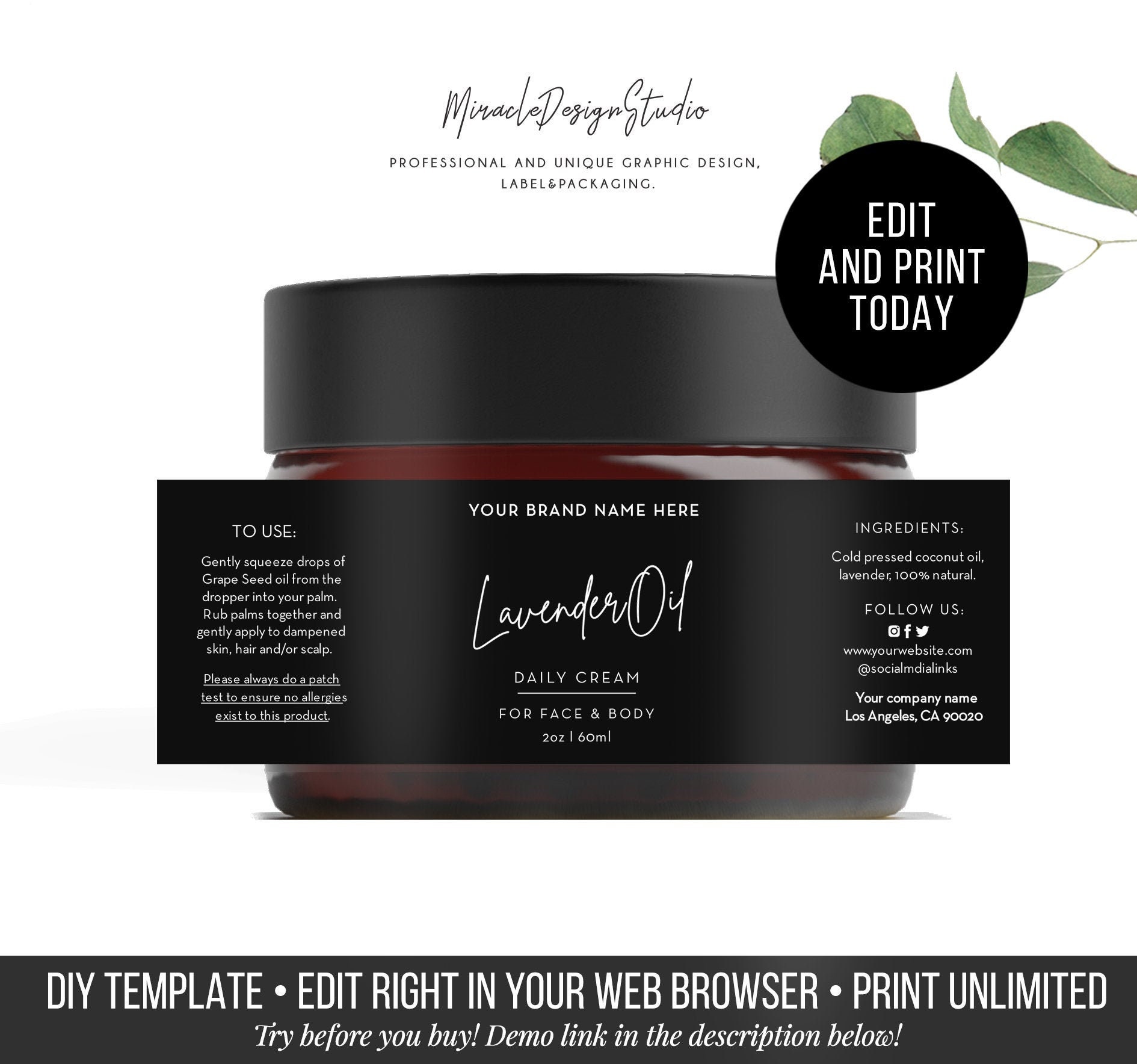 DIY Label Template Editable Jar Label 6x2 | Etsy