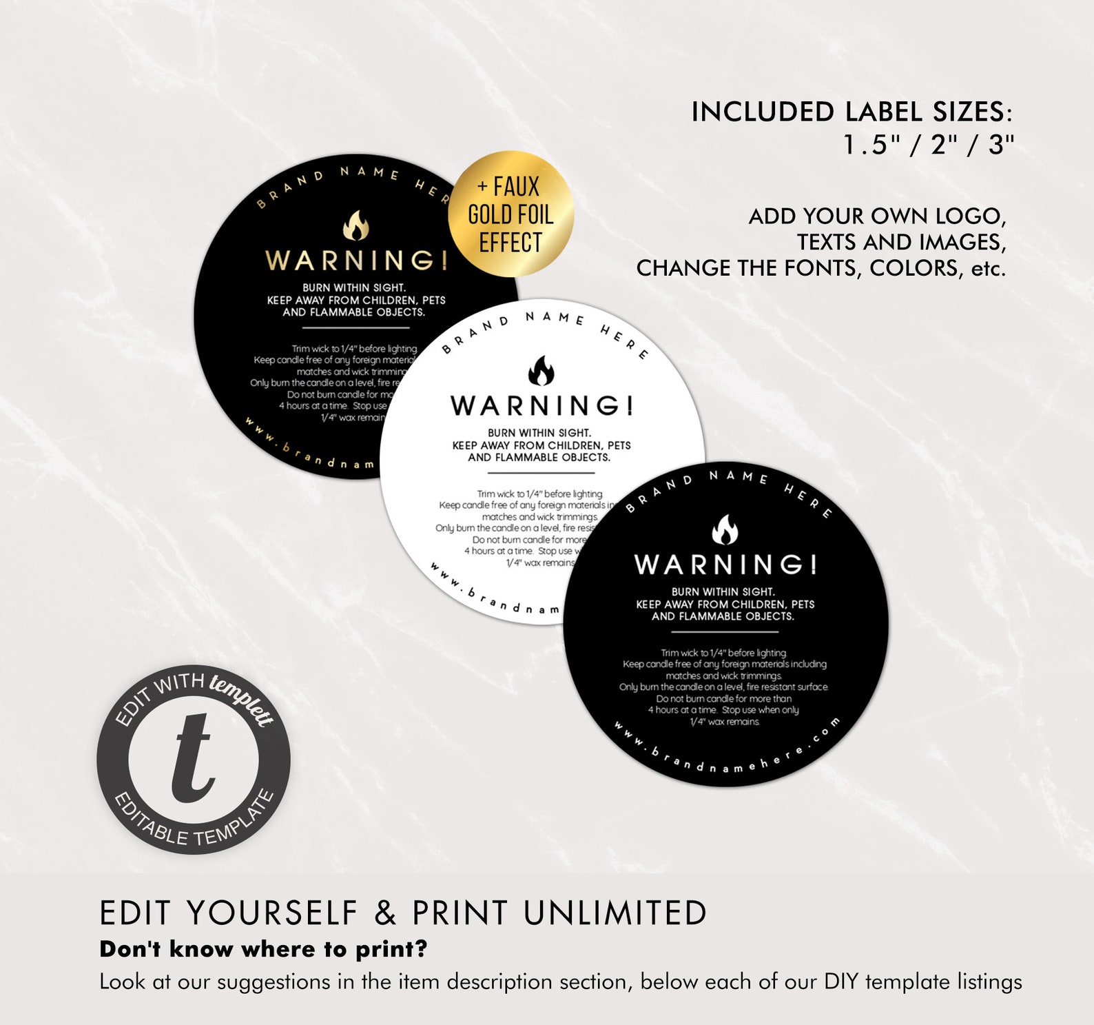 DIY Editable Warning Label - Customizable Warning Labels - Candle ...