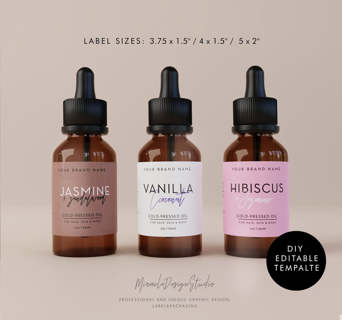 DIY Bottle Label 1oz 2oz and 4oz Editable Product Dropper - Etsy