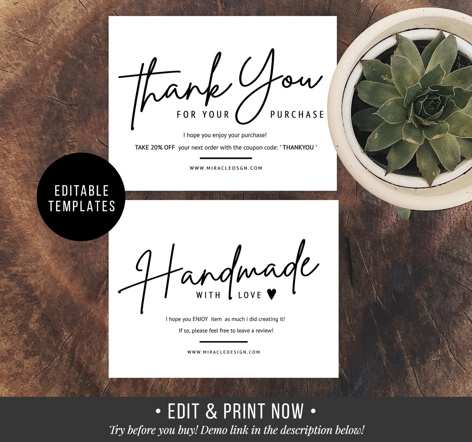 Business Thank You Insert Cards Thank You for Your Order Inserts Thank ...