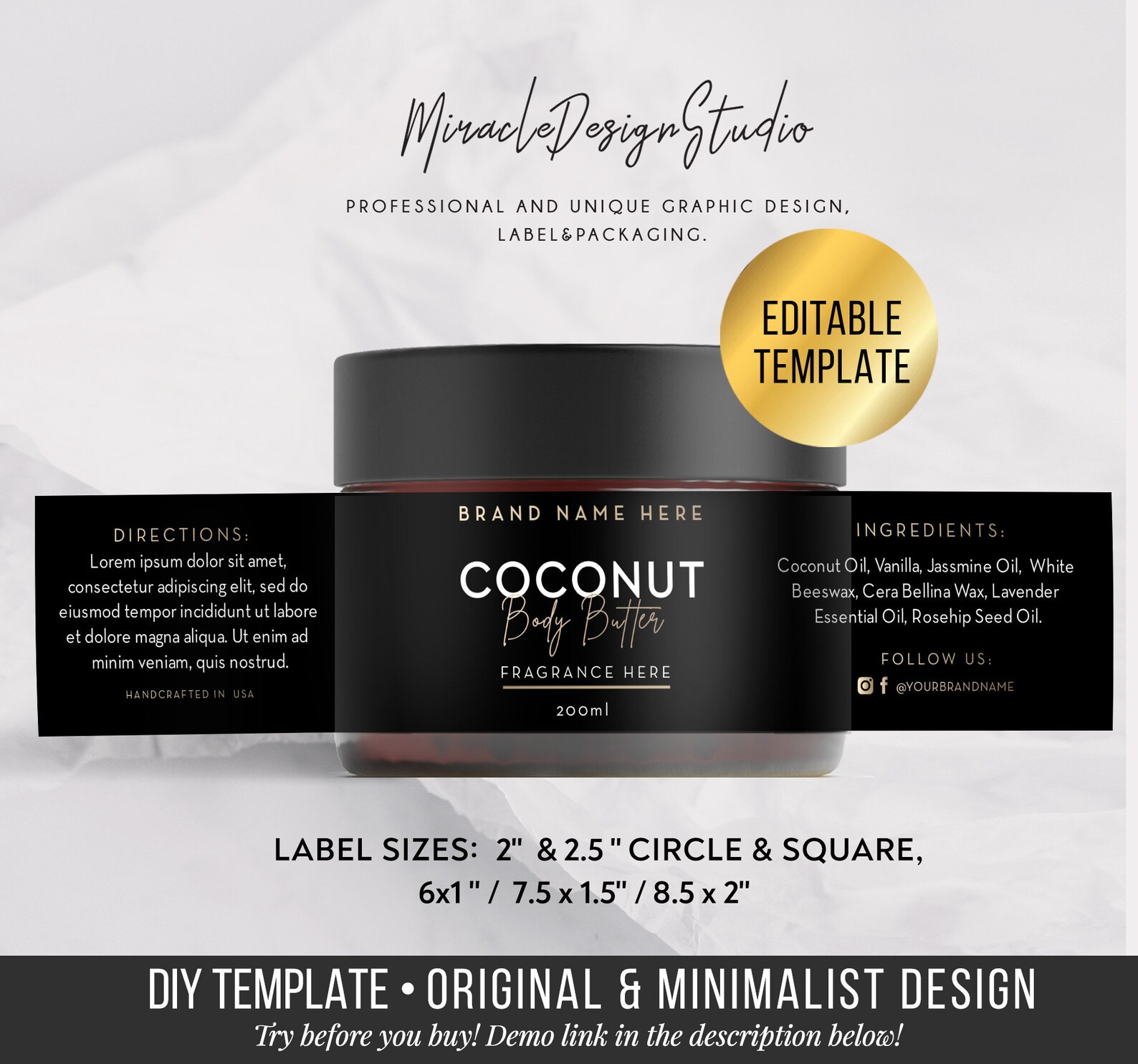 DIY Jar Label Templates - Editable Product Label - Custom Label ...