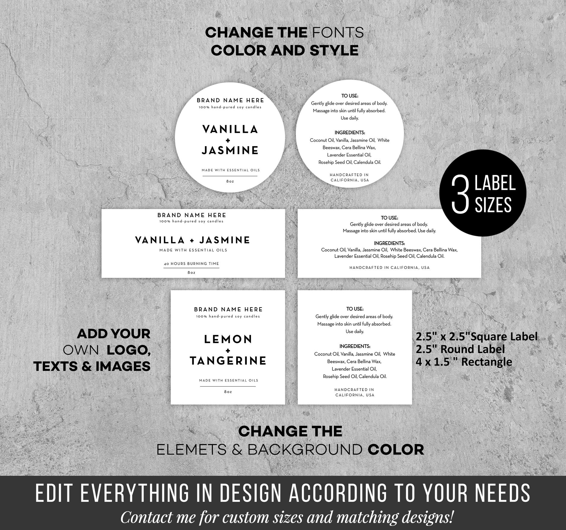 Custom Label Design DIY Label Templates Tin Candle Label | Etsy Canada