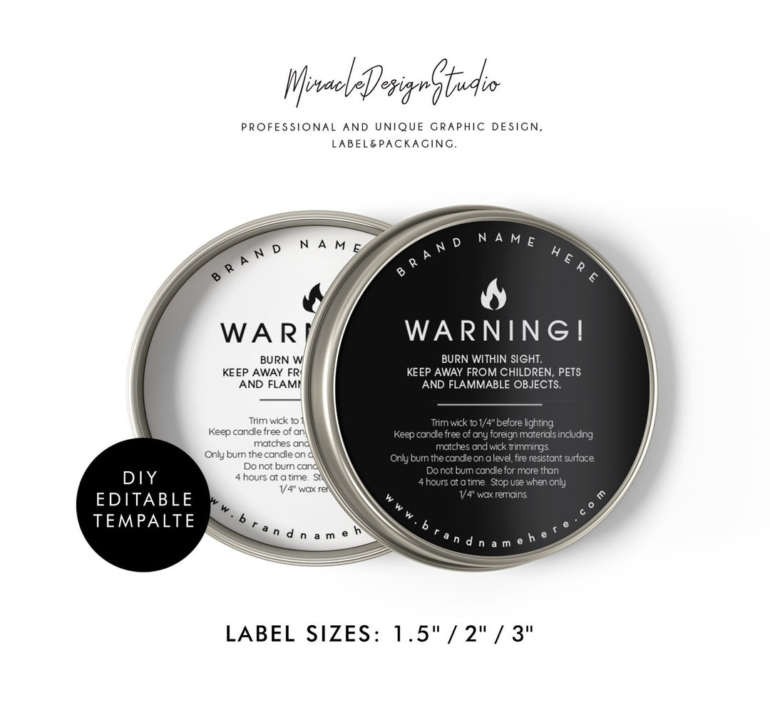 DIY Editable Warning Label - Customizable Warning Labels - Candle ...