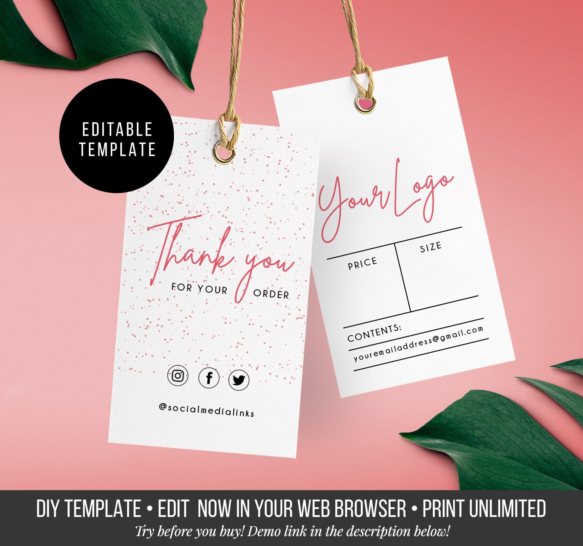 Paper & Party Supplies Paper Labels Clothing Thank You Card Tag ...