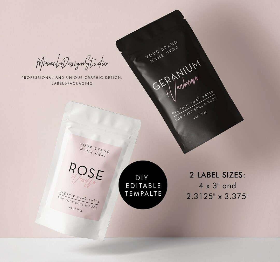 Editable Pouch Label Template, DIY Tea & Coffee Label, Custom Product ...