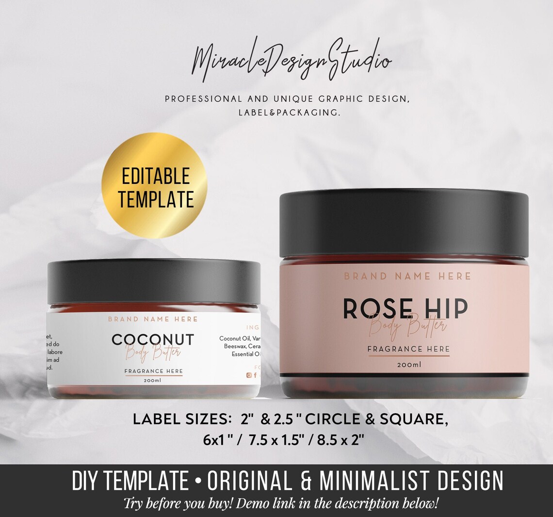 DIY Jar Label Templates Editable Product Label Custom | Etsy