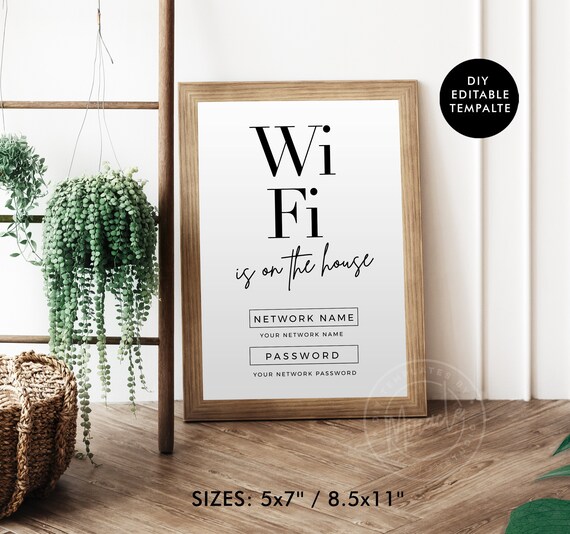 Wifi Password Sign Template DIY Small Business Sign Editable - Etsy