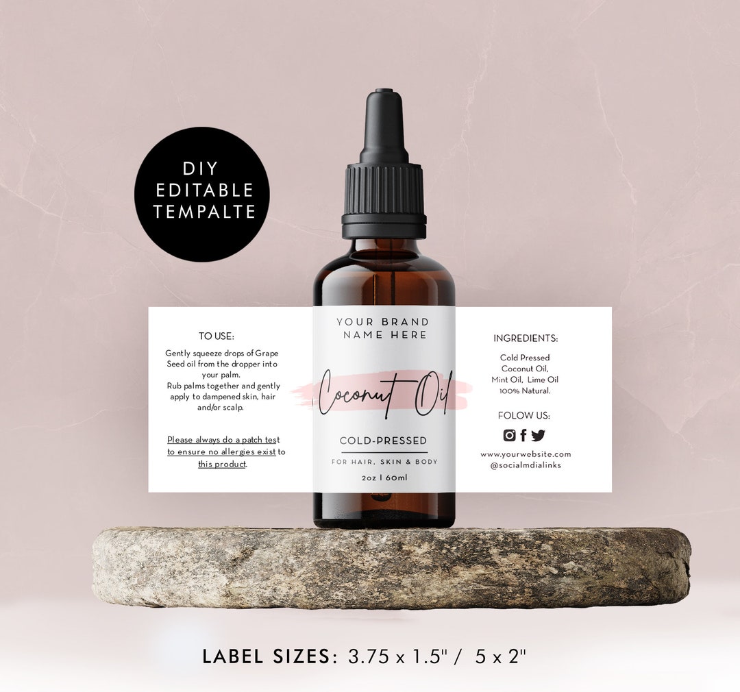Editable Custom Product Label DIY Essential Oil Label 2oz - Etsy