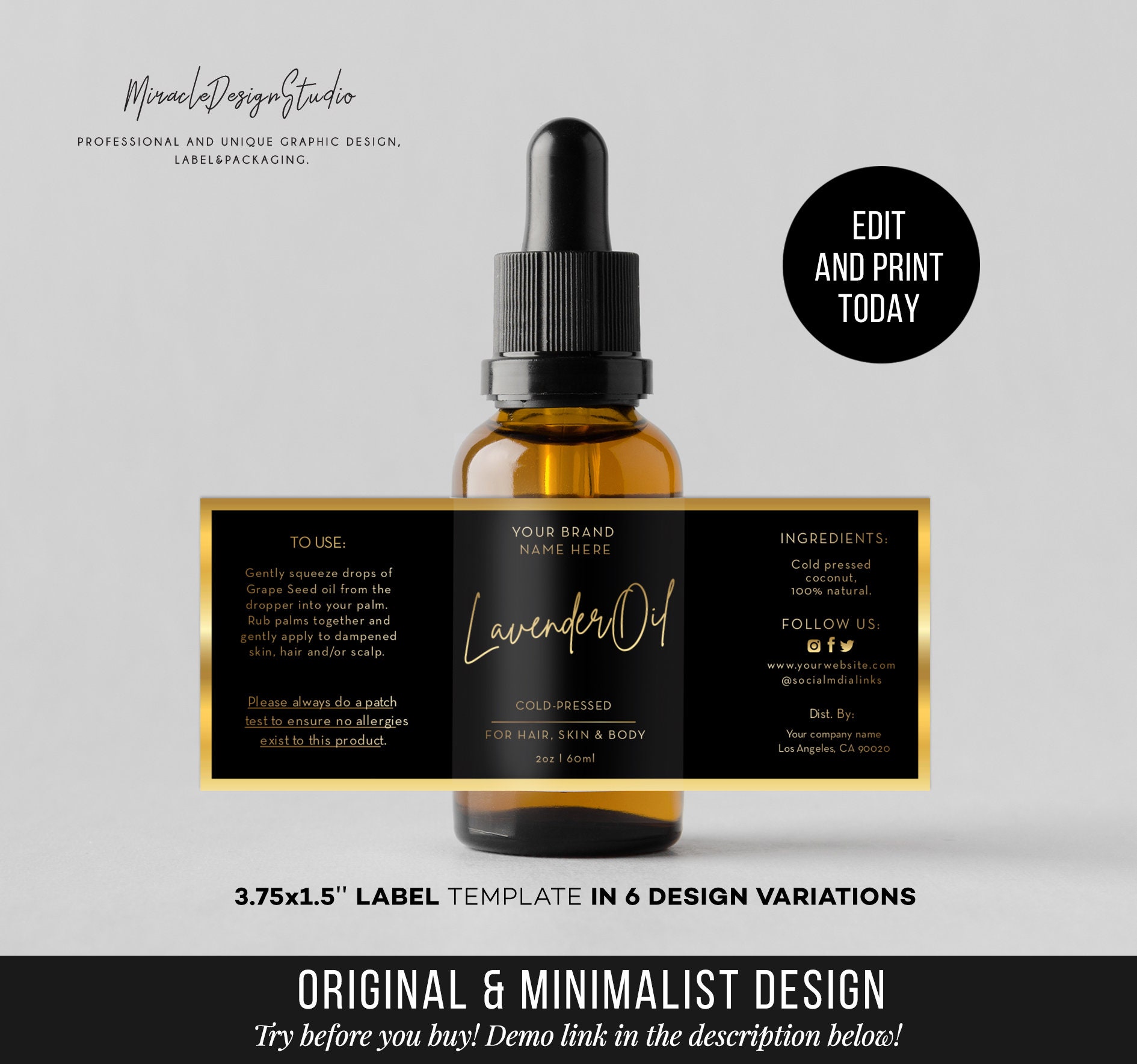 Editable Product Label Stylish Essenial Label Design DIY - Etsy