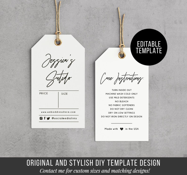 DIY Hang Tag Design Printable Hang Tag Template Ediatble - Etsy