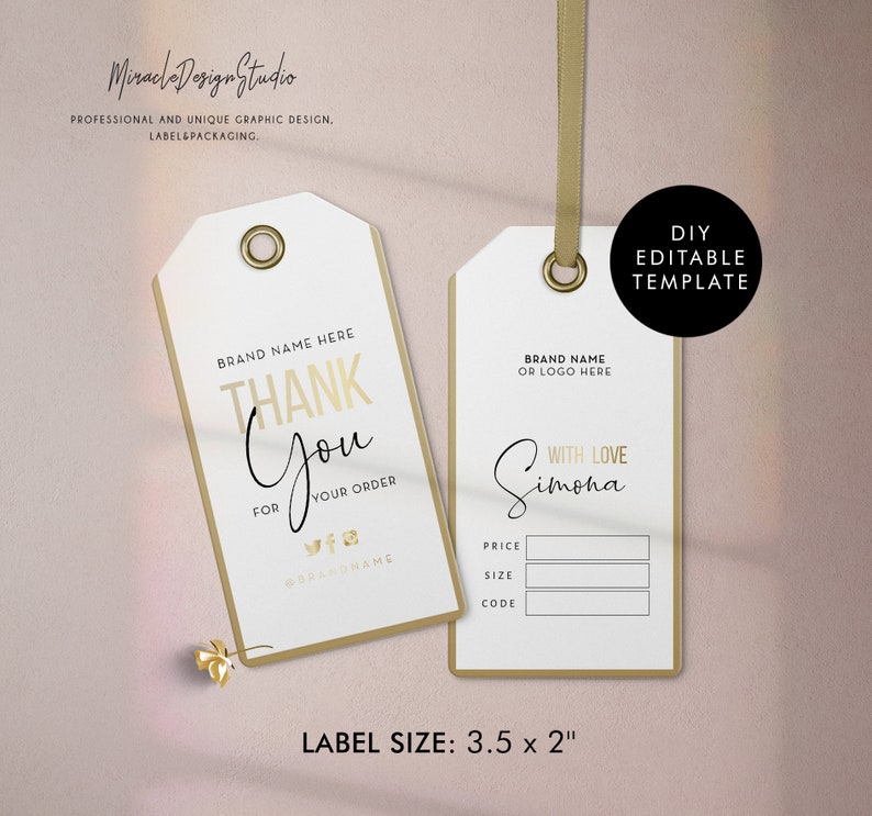 Editable Hang Tag Modern Clothing Tag Template Merchandise | Etsy