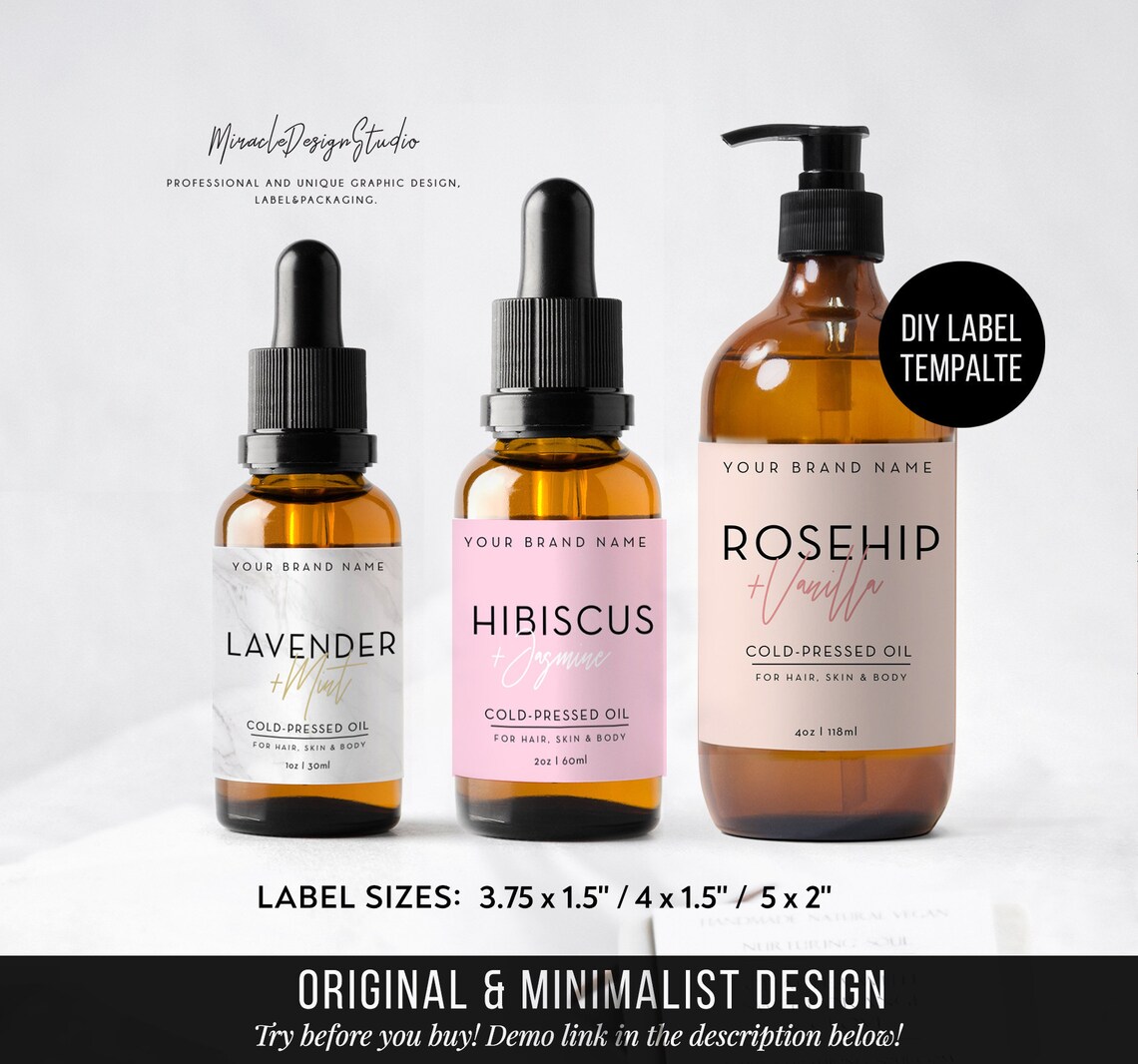 DIY Bottle Label 1oz 2oz and 4oz Editable Product Dropper - Etsy