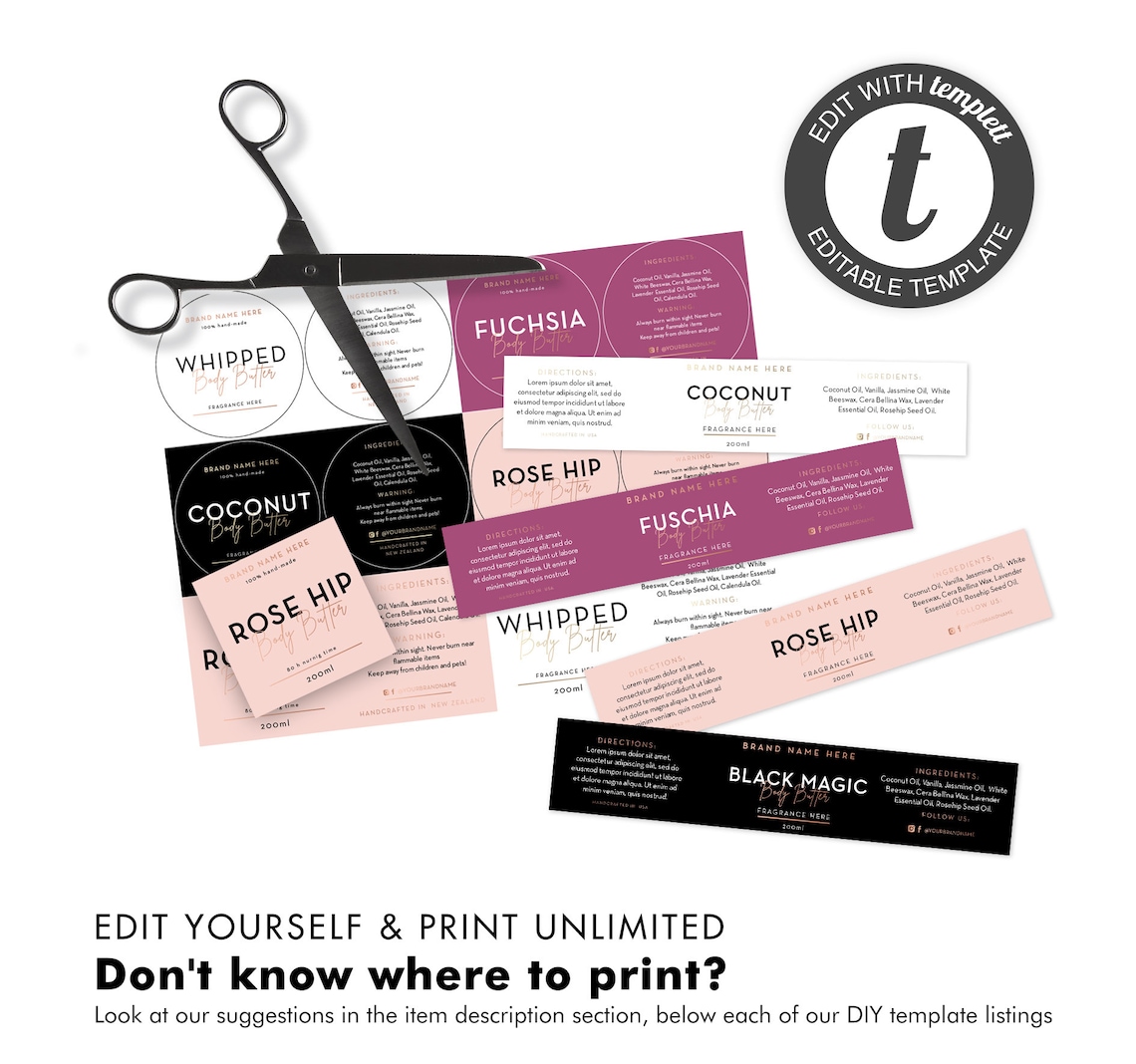 Editable Body Product Label DIY Wrap Around Jar Label Body - Etsy