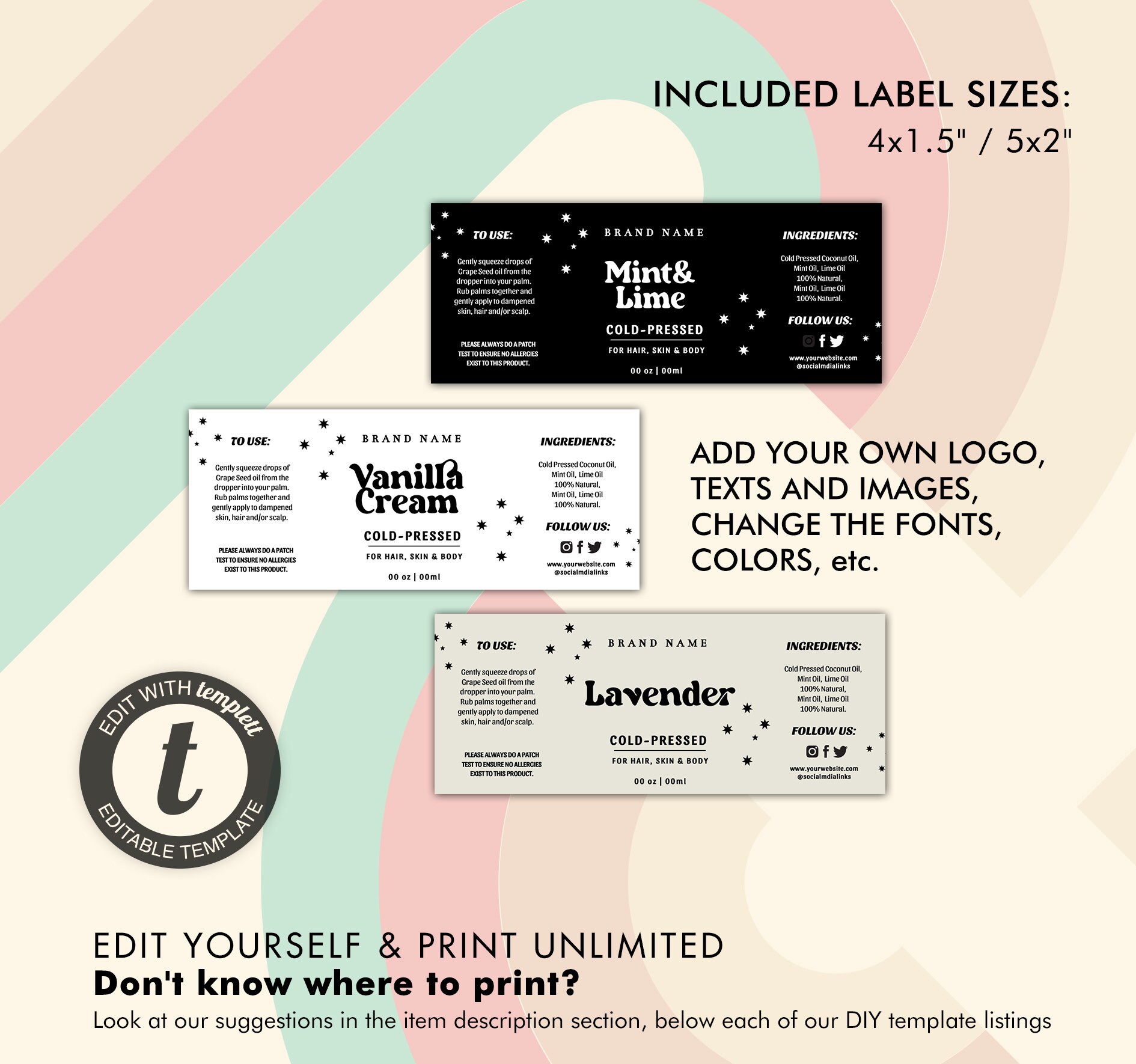 Editable Vintage Label Template, DIY Retro Bottle Label Design, Custom ...