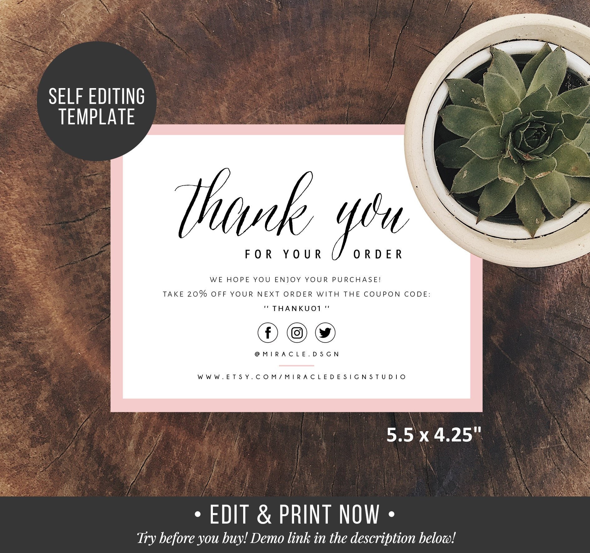 Business Thank You Insert Cards Thank You for Your Order - Etsy