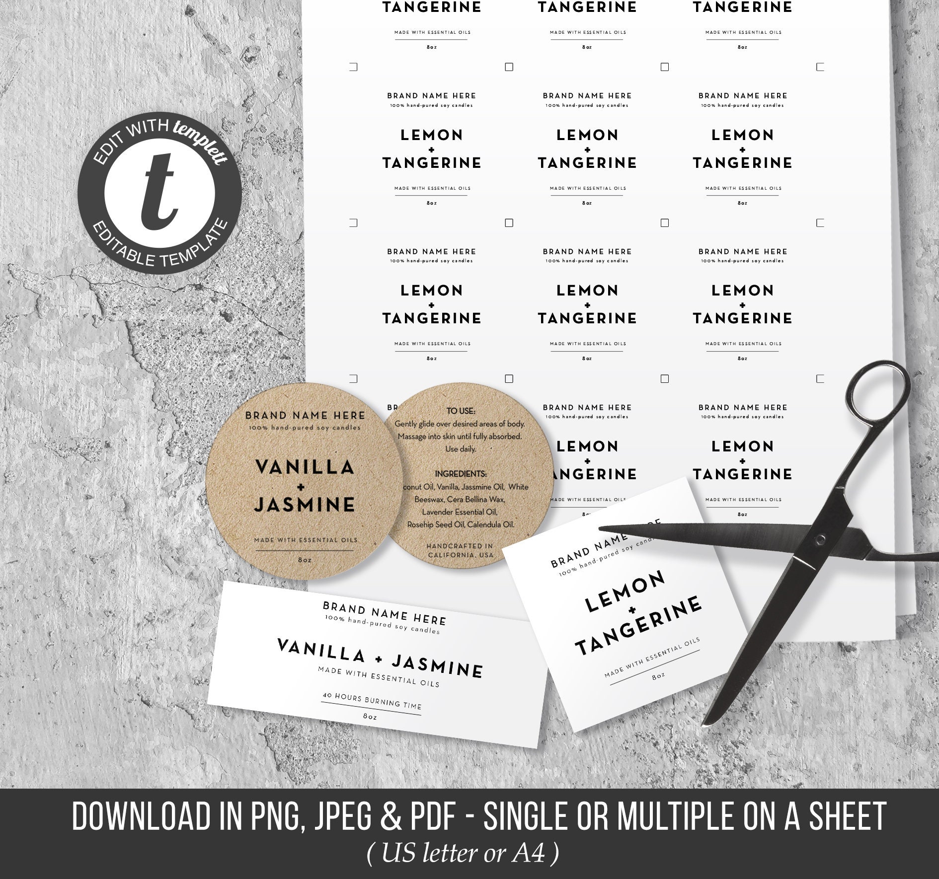 Custom Label Design DIY Label Templates Tin Candle Label - Etsy