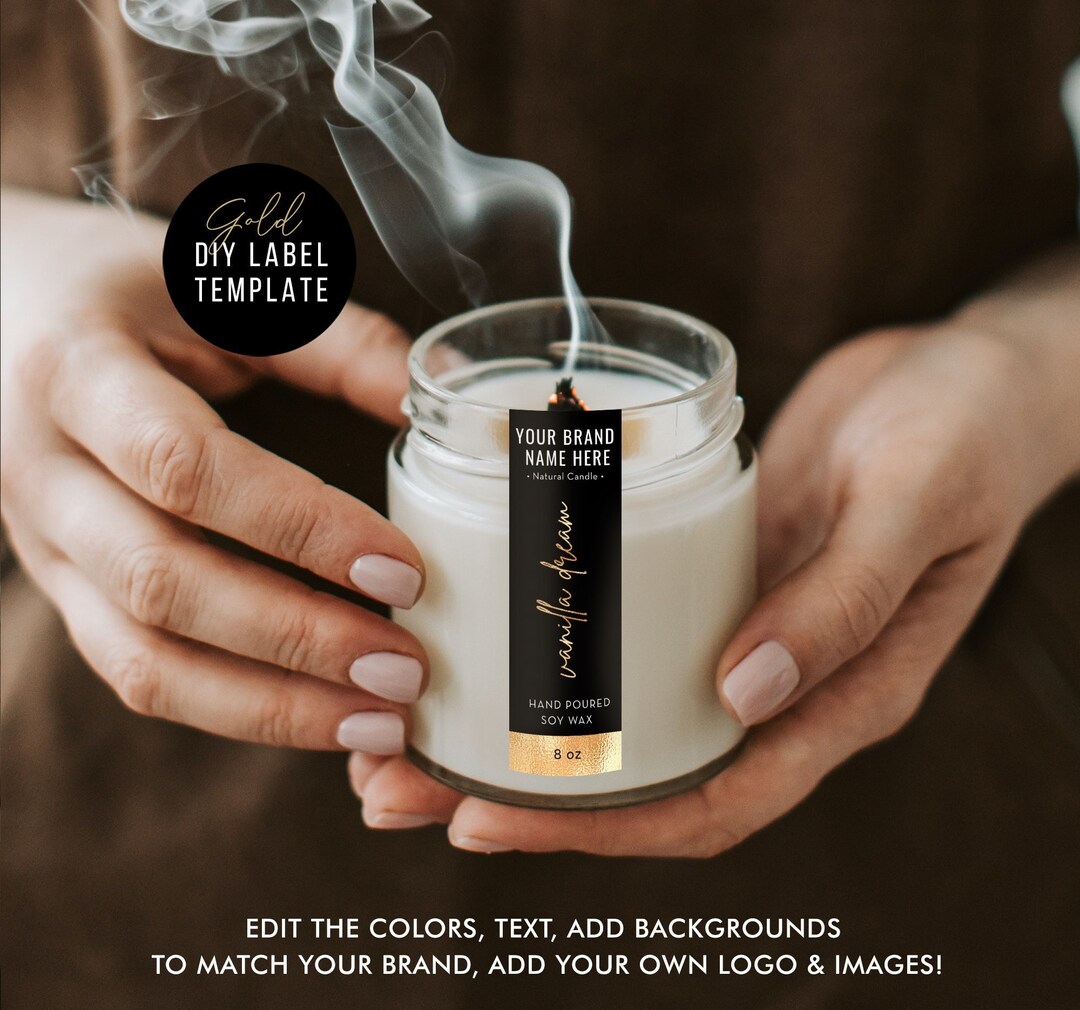 Thin Candle Label Templates, DIY Minimalistic Vertical Candle Label ...