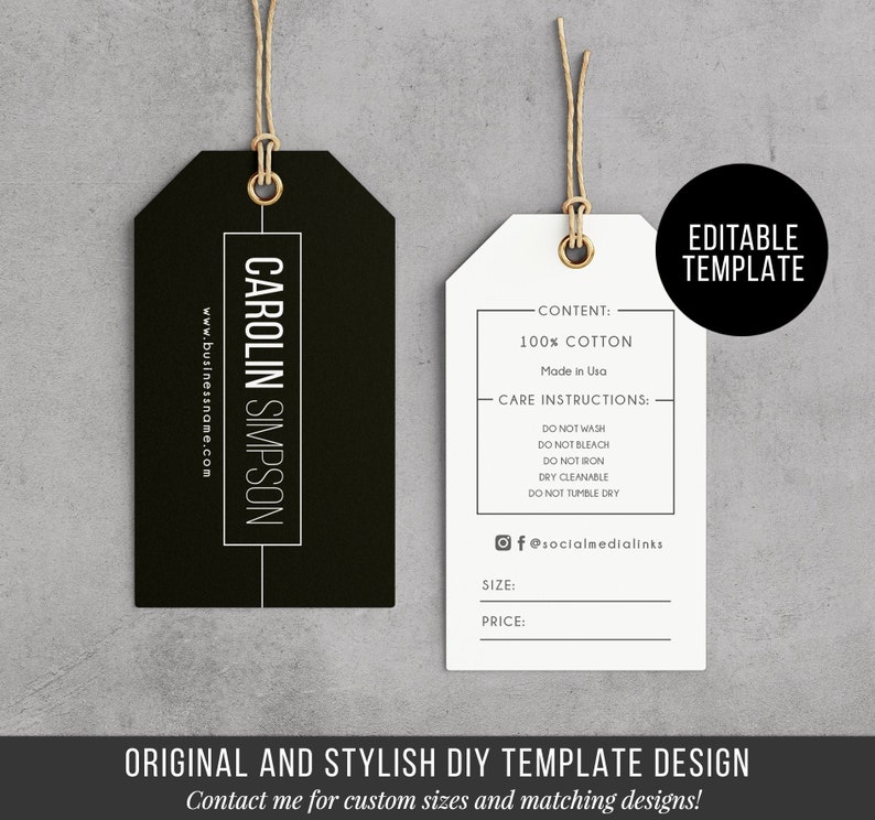 Printable Hang Tag Editable Clothing Tag Price Tag Hang Etsy Hong Kong