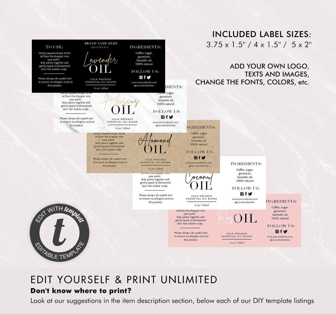 Custom Product Label Editable Label Template Stylish - Etsy Canada