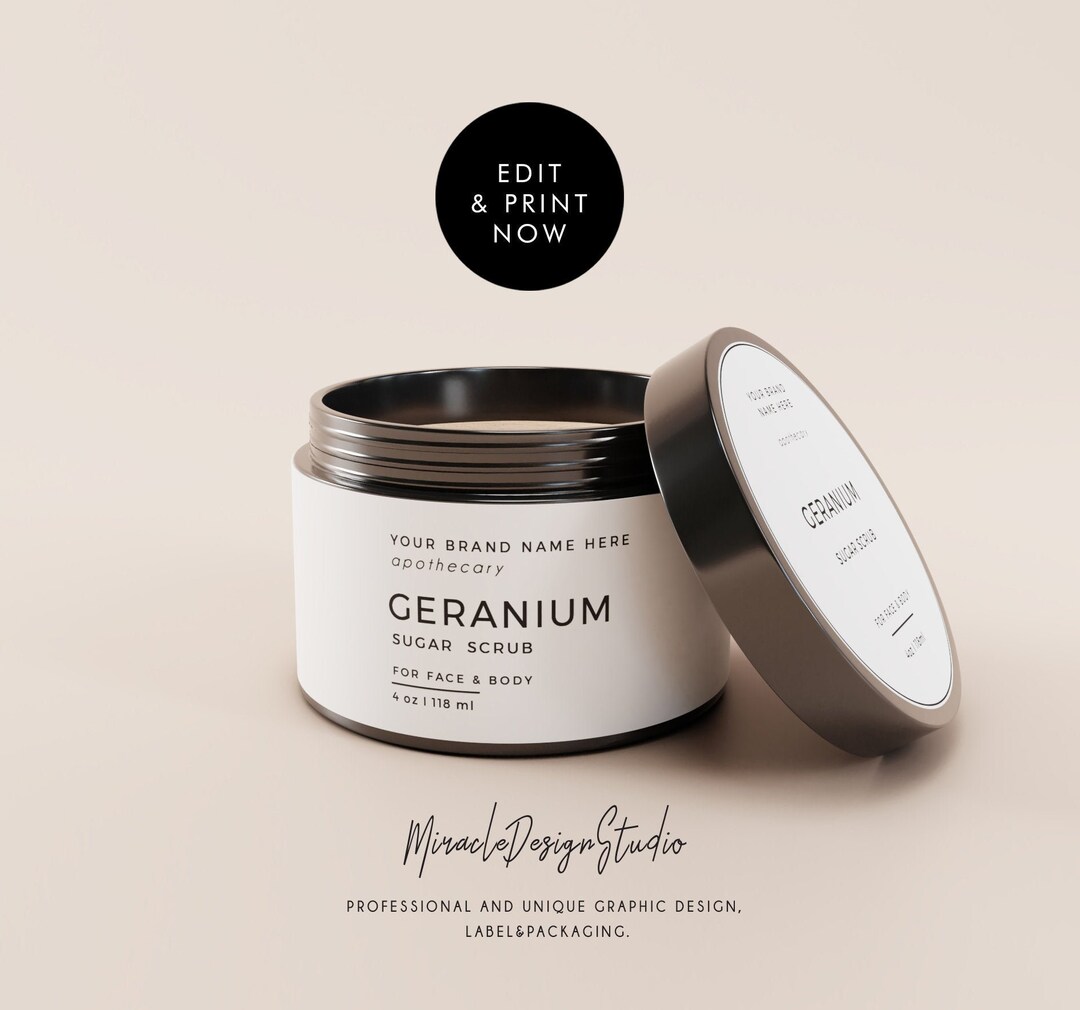 DIY Wrap Around Label With Circle Lid Jar Label - Body Scrub Editable ...