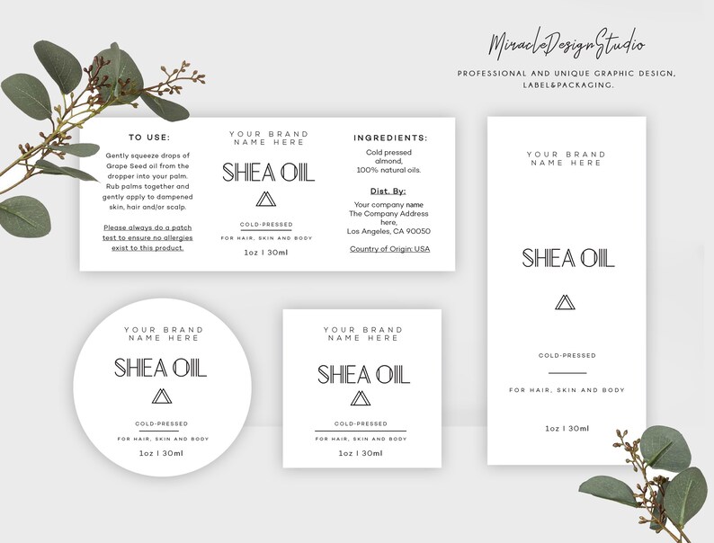 Custom product label Essential label Label template | Etsy