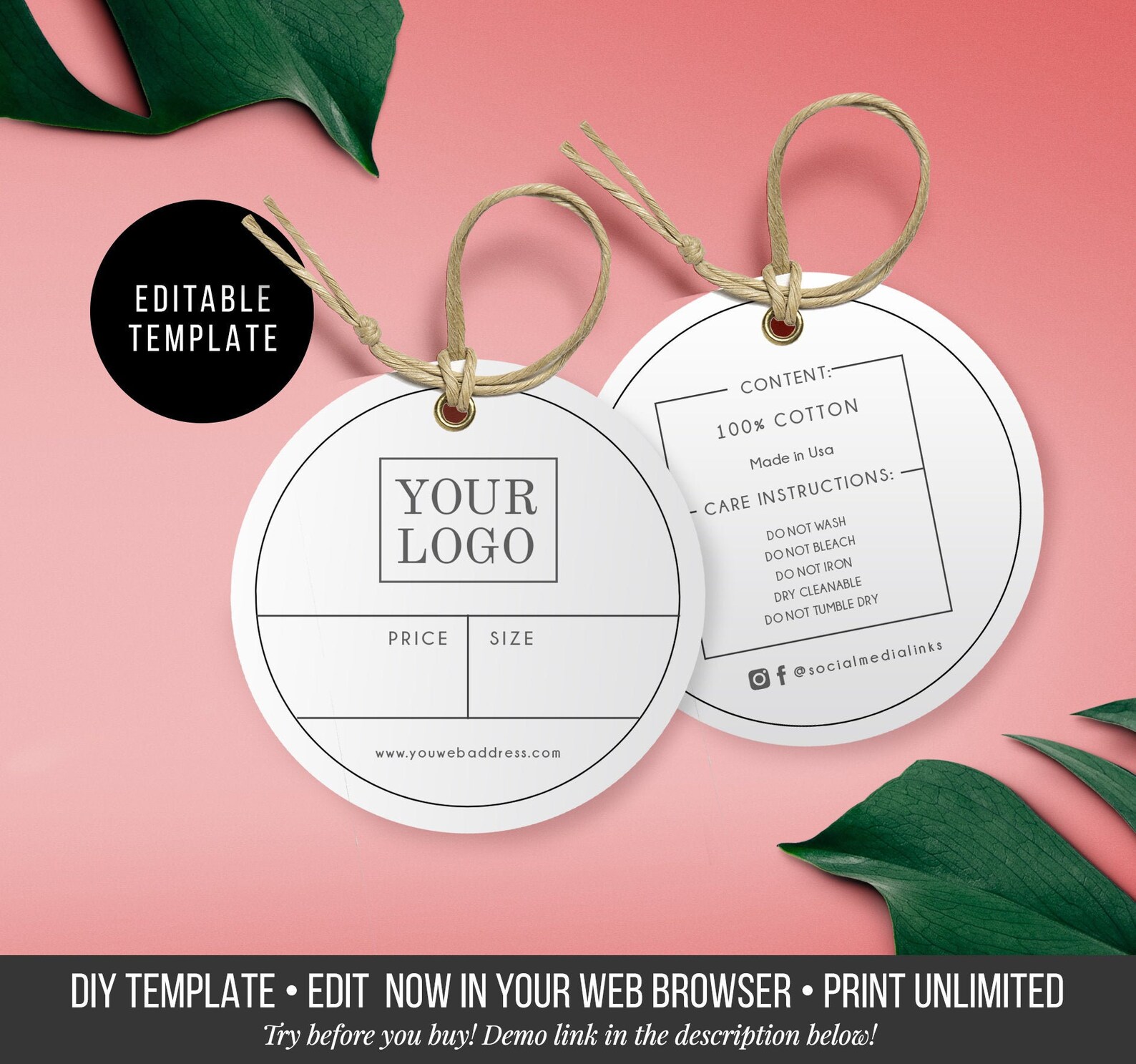 DIY Hang Tag Design Editable Clothing Tag Editable Hang Tag - Etsy