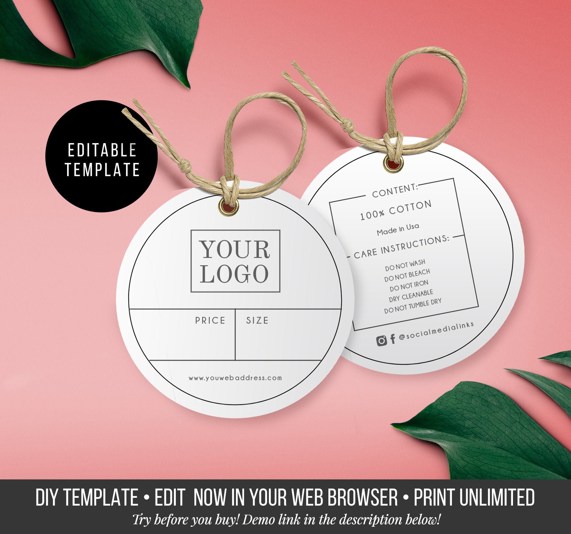 DIY Hang Tag Design Editable Clothing Tag Editable Hang Tag - Etsy