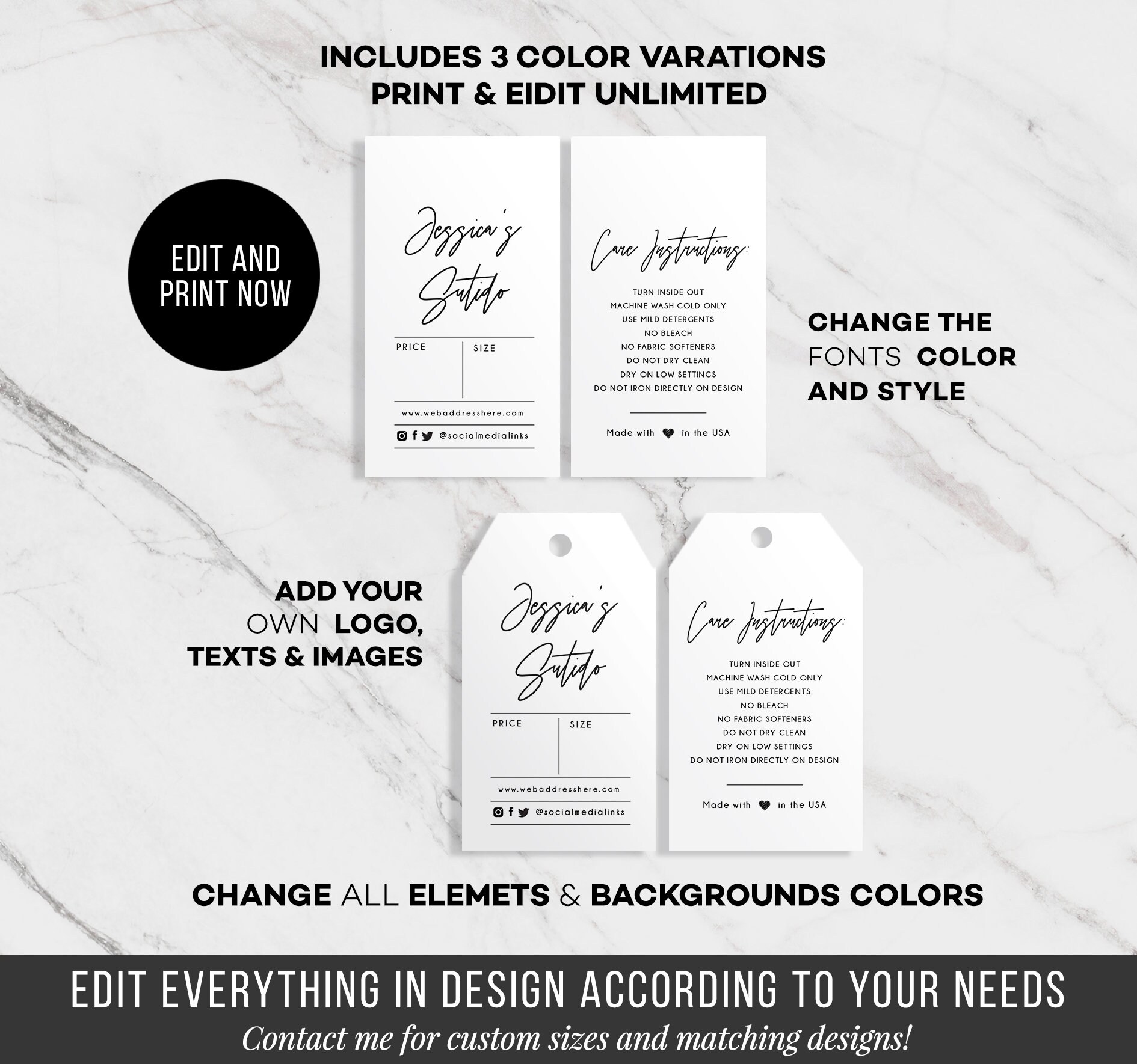 DIY Hang Tag Design Printable Hang Tag Template Ediatble - Etsy Canada