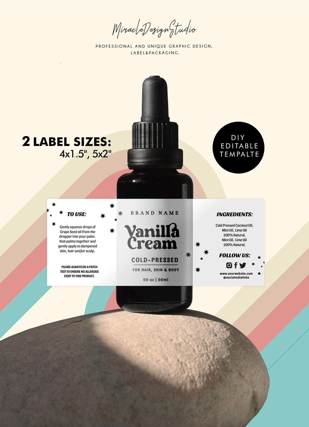 Editable Vintage Label Template, DIY Retro Bottle Label Design, Custom ...