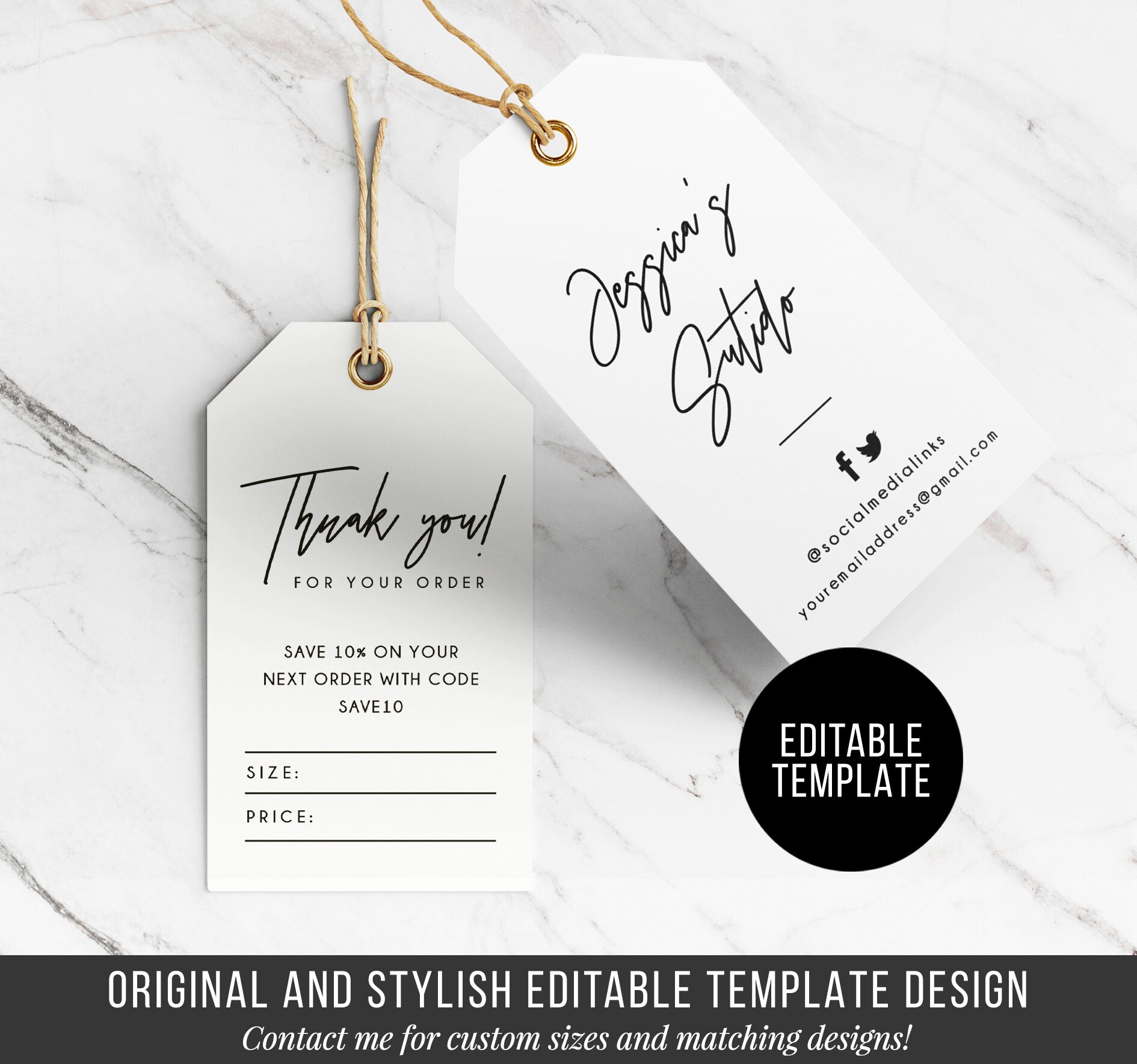 Editable Thank You Template DIY Hang Tag Custom Hang Tag - Etsy