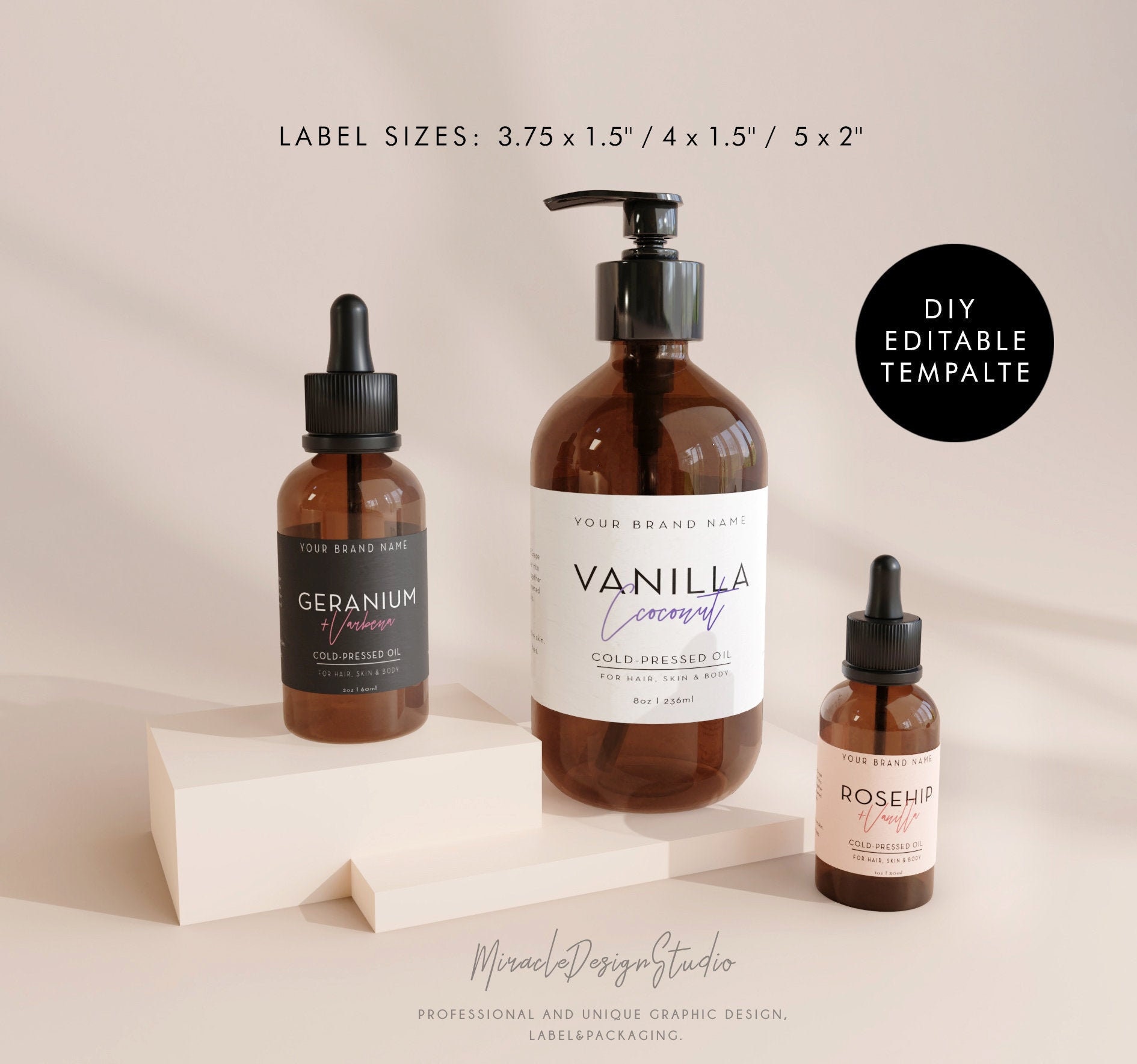 DIY Bottle Label 1oz 2oz and 4oz Editable Product Dropper - Etsy