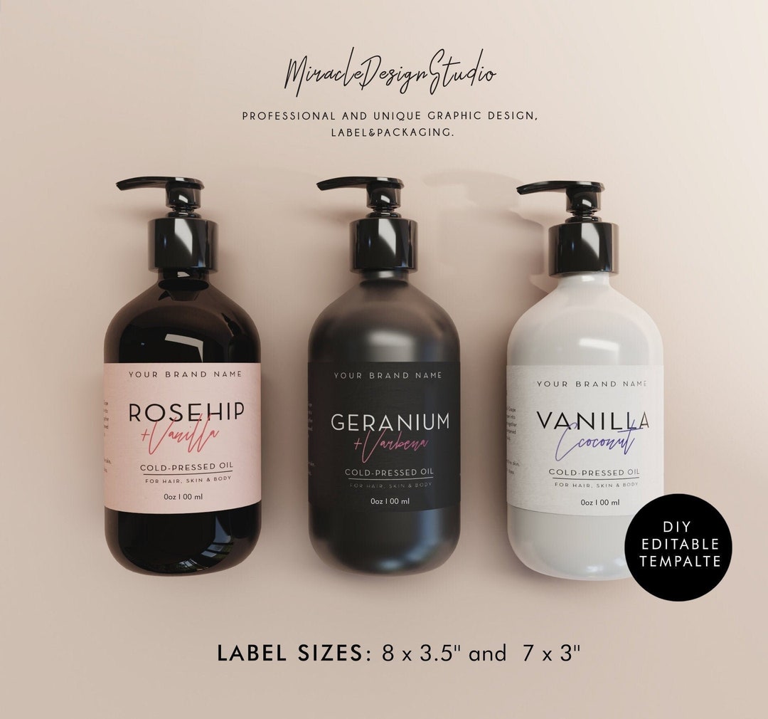 DIY Bottle Label Template, Editable Boston Round Labels, 8 Oz, 16 Oz ...