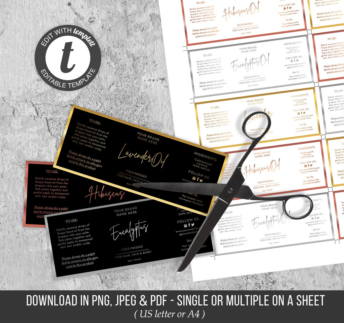 DIY Bottle 1 Oz 2 Oz 4oz Label Template DIY Editable Product - Etsy