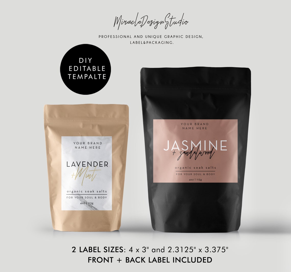 Editable Pouch Label Template DIY Tea & Coffee Label Custom | Etsy ...