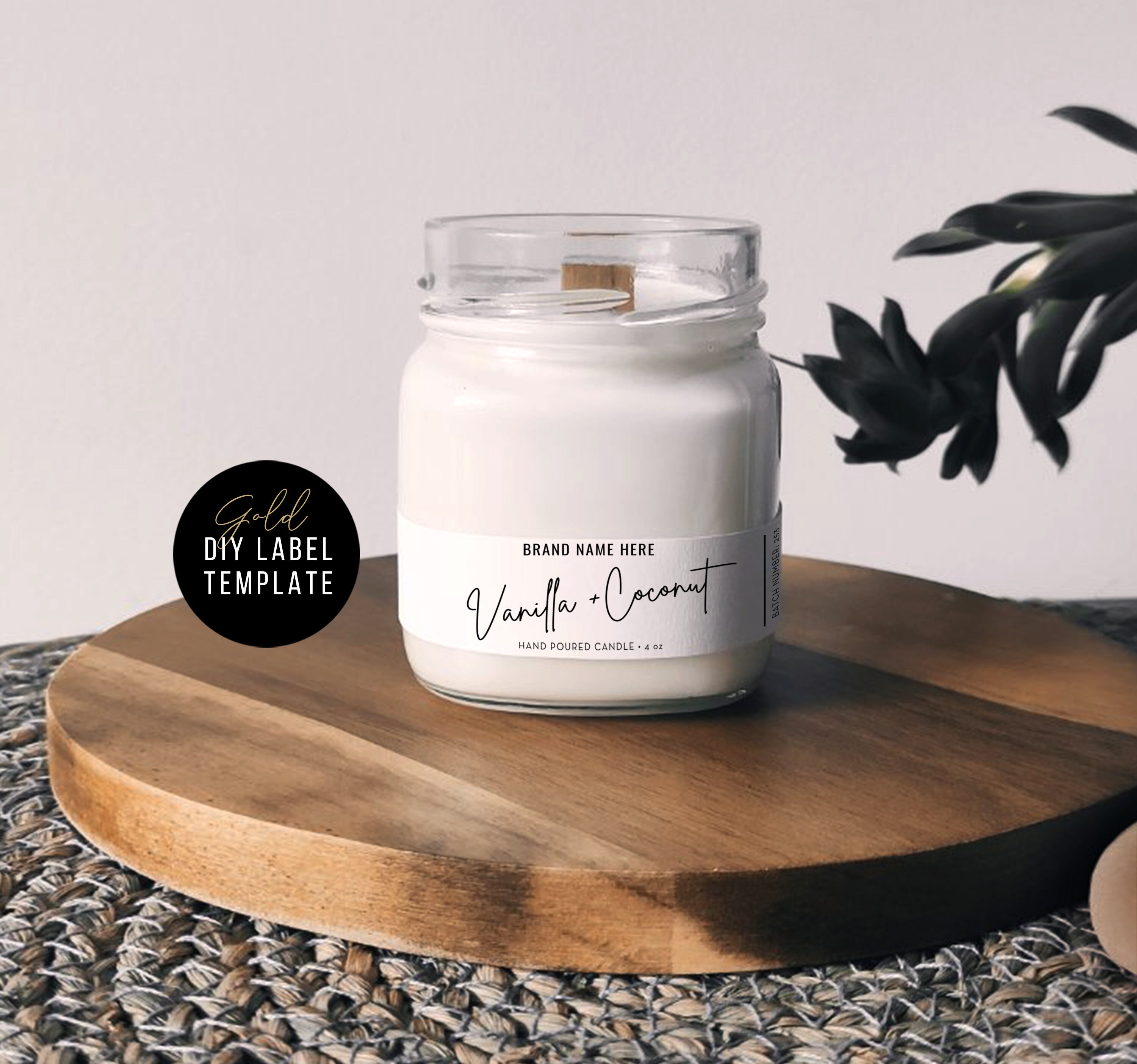 Minimal Thin Candle Label Template, Stylish Editable Soy Candle Label ...