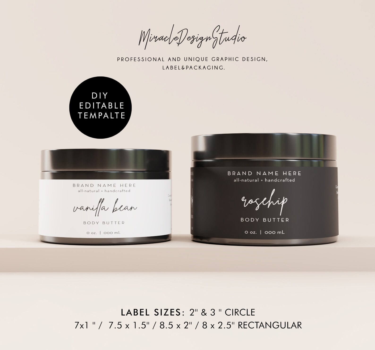 Editable Body Product Label - DIY Label Template - Wrap Around Crame ...