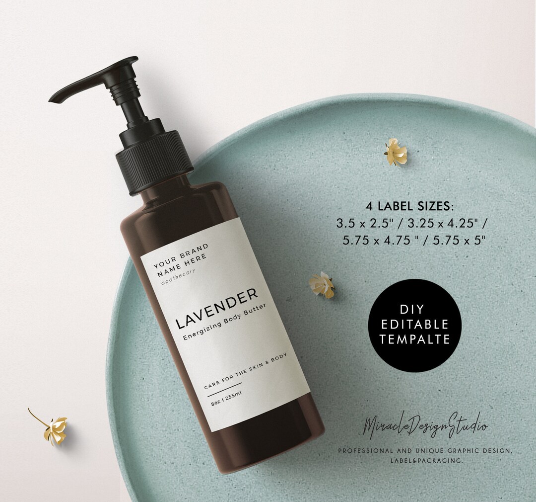 Minimalist Editable Bottle Label Template, DIY Custom Product Label ...