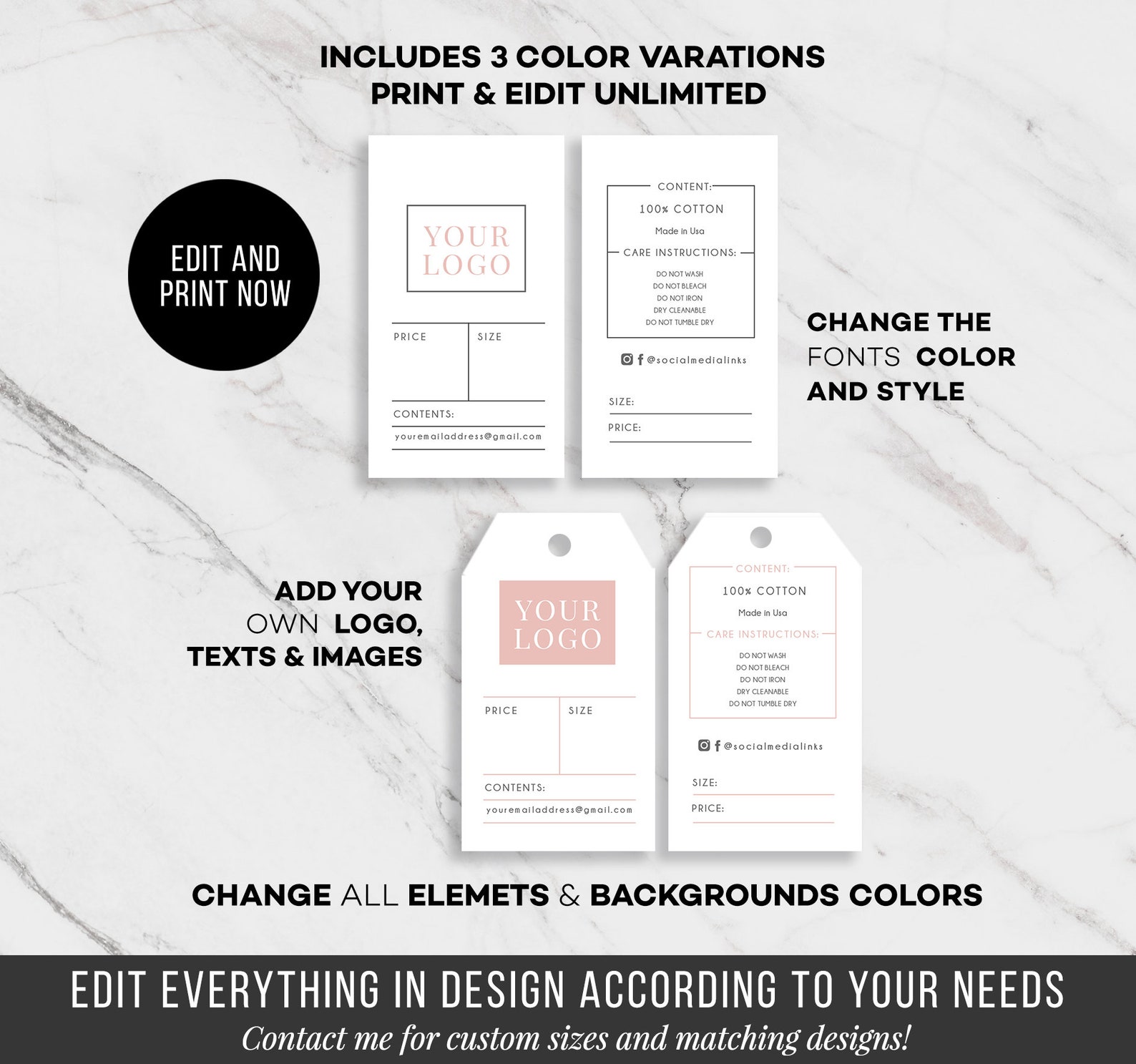 Editable Hanging Tags Template DIY Hang Tag 3.5x2'' - Etsy