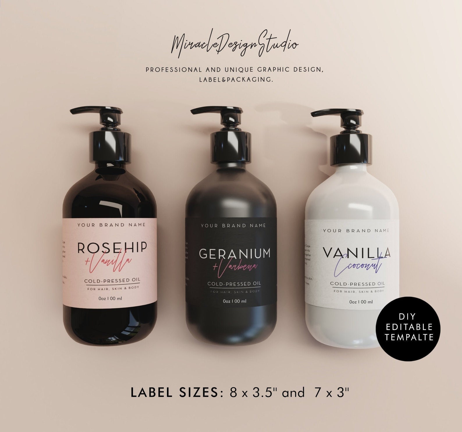 DIY Bottle Label Template Editable Boston Round Label - Etsy