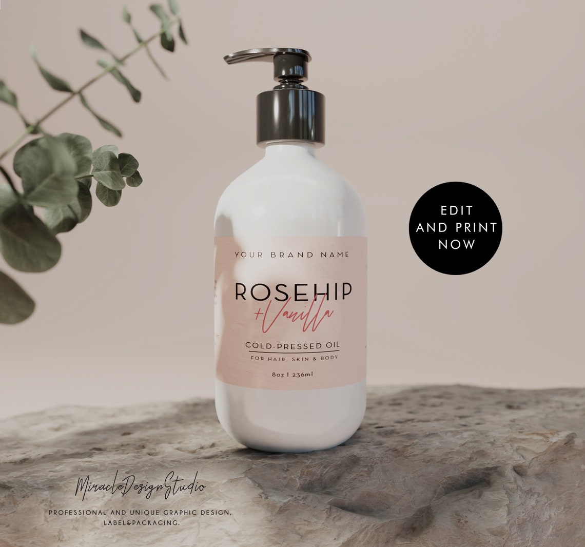 DIY Bottle Label Template Editable Boston Round Label - Etsy