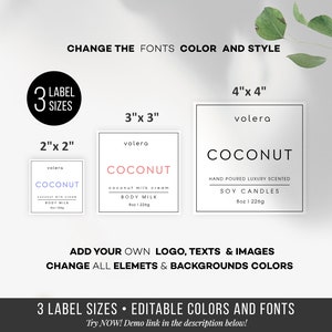 2'',3'',4'' DIY Labels - Product Label Template - Editable Stylish ...